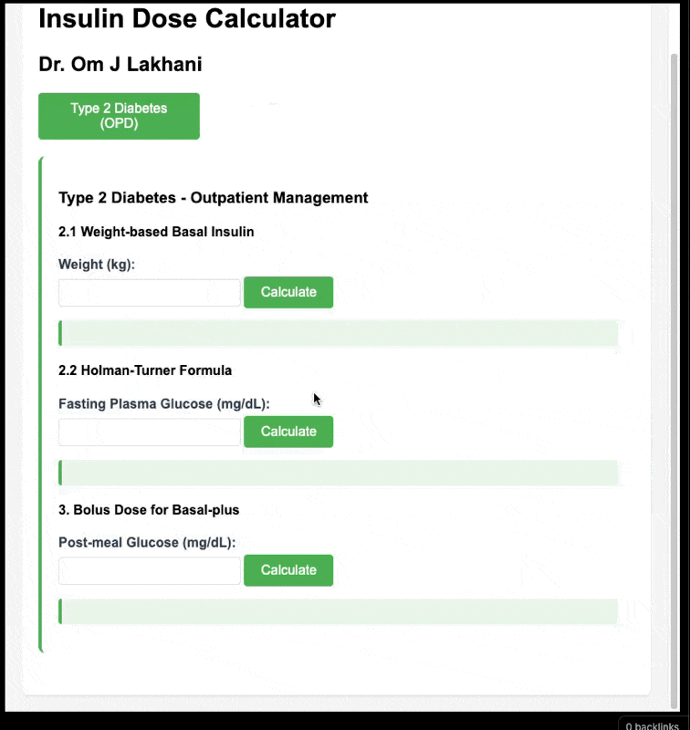 Insulin dose Calculator